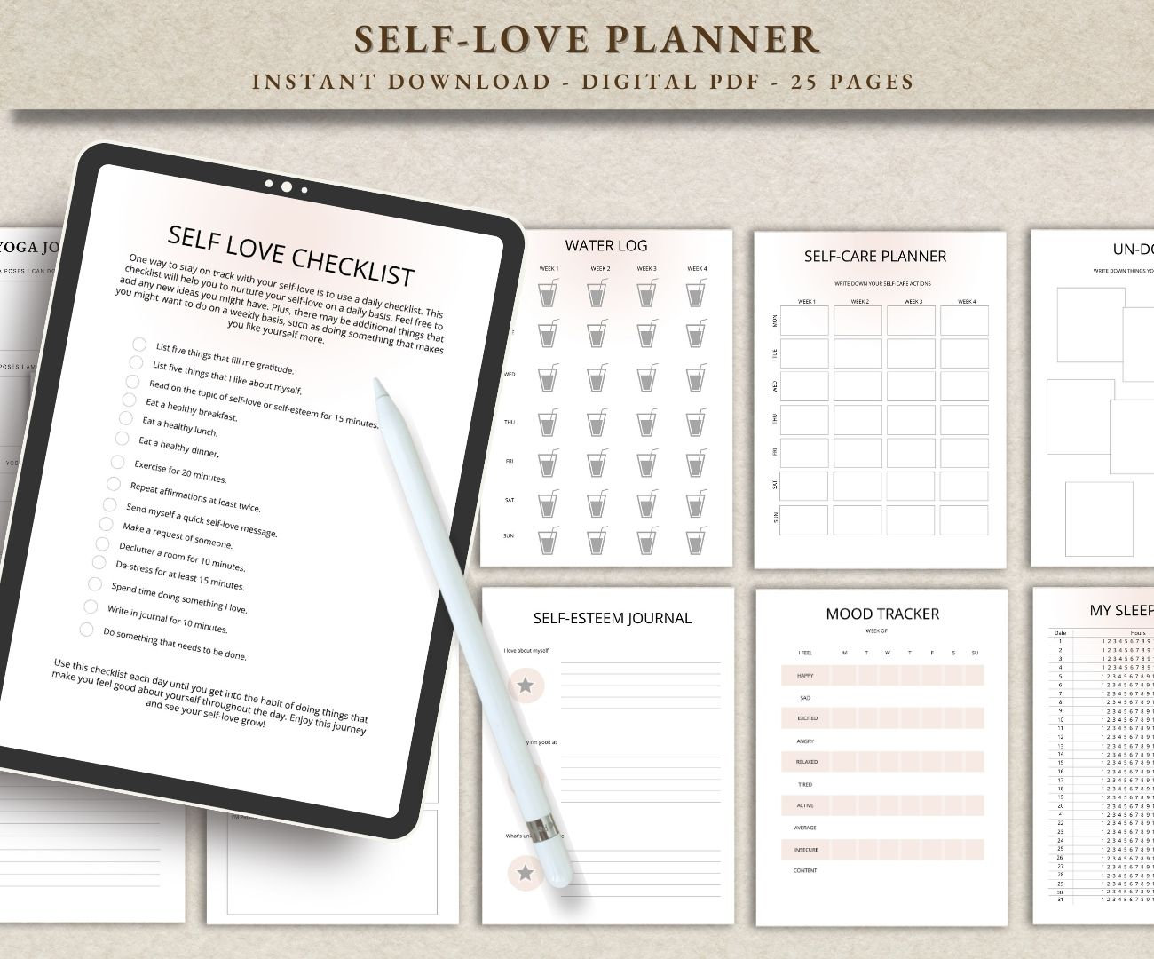 Self-love Planner, Self-care Tracker, Self Care Journal, Self Love ...