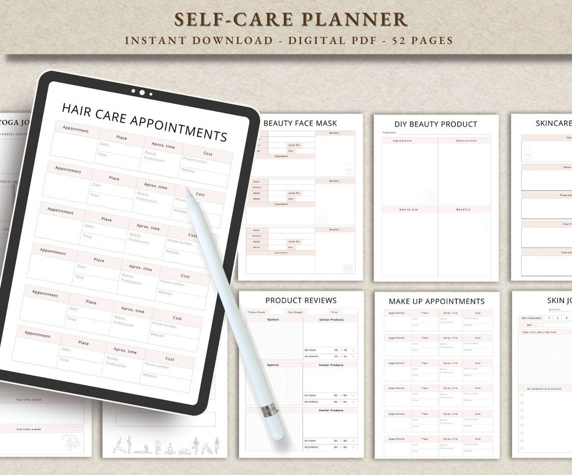 Self-care Planner, Self-love Tracker, Self Care Journal, Self Love ...
