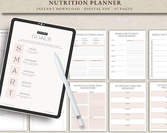 Nutrition Planner, Digital Meal Planner | Weekly Meal Planner | Food ...