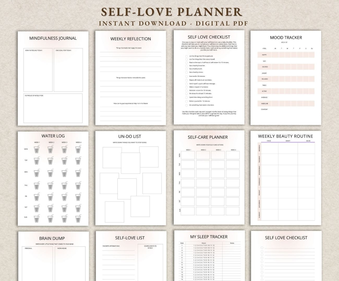 Self-love Planner, Self-care Tracker, Self Care Journal, Self Love ...