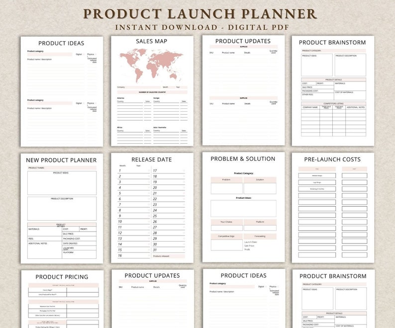 Printable Product Planner Pages | Digital Business Planner | Product ...