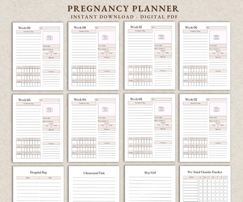 Pregnancy Planner Printable, Printable Pregnancy Journal, Expecting Mom ...