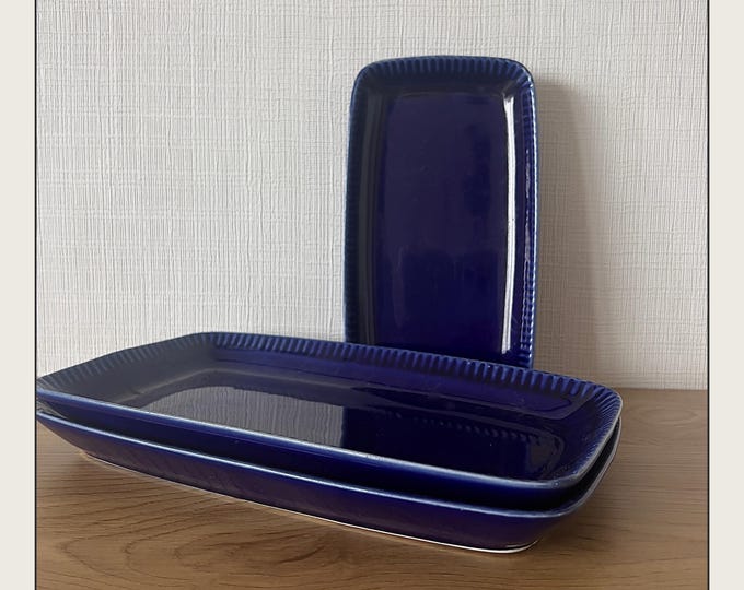 Vintage Deep Blue Serving Tray Set Ceramic Serving Rectangular Plate ...