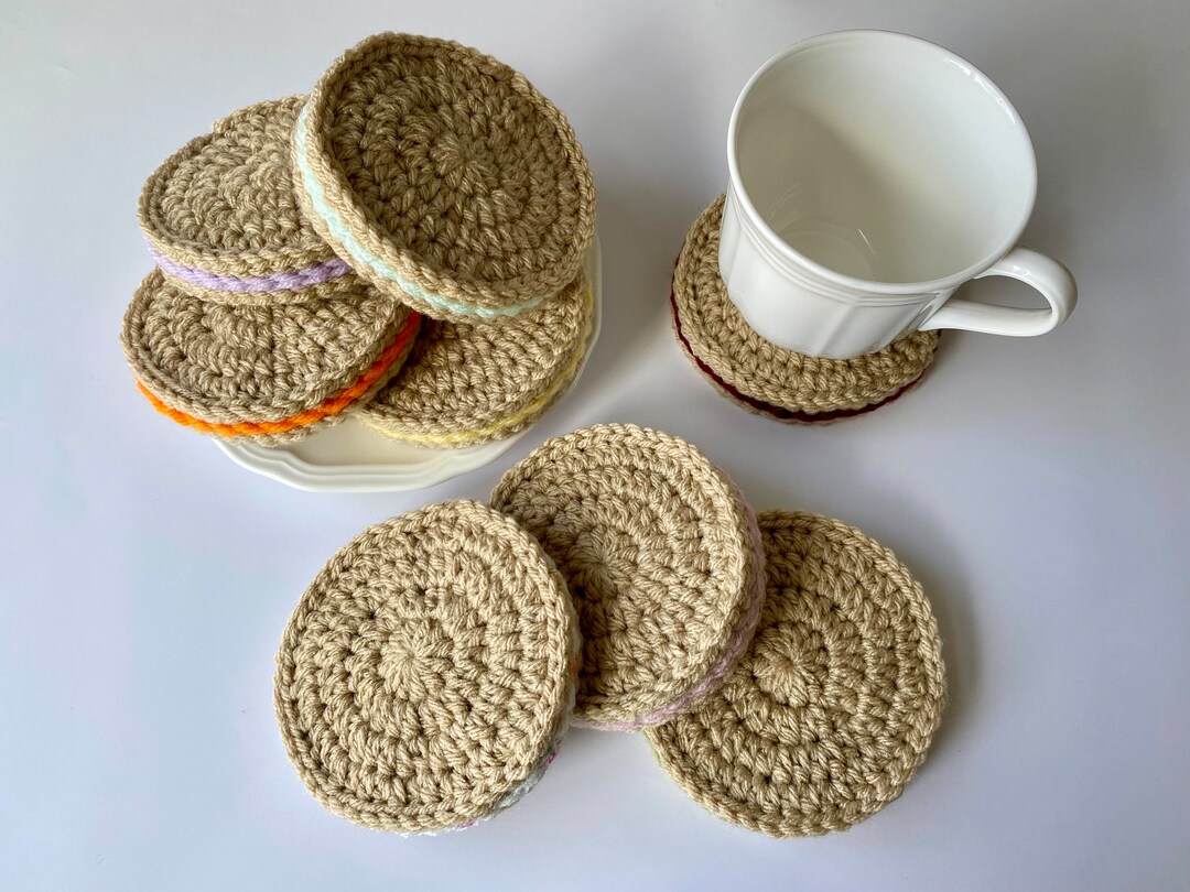 BISCUIT SANDWICH COASTERS Crochet Handmade Housewarming and Holiday ...