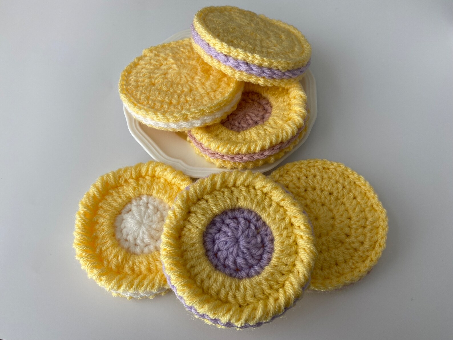 LEMON COOKIE COASTERS Cute Crochet Handmade Housewarming and Holiday ...
