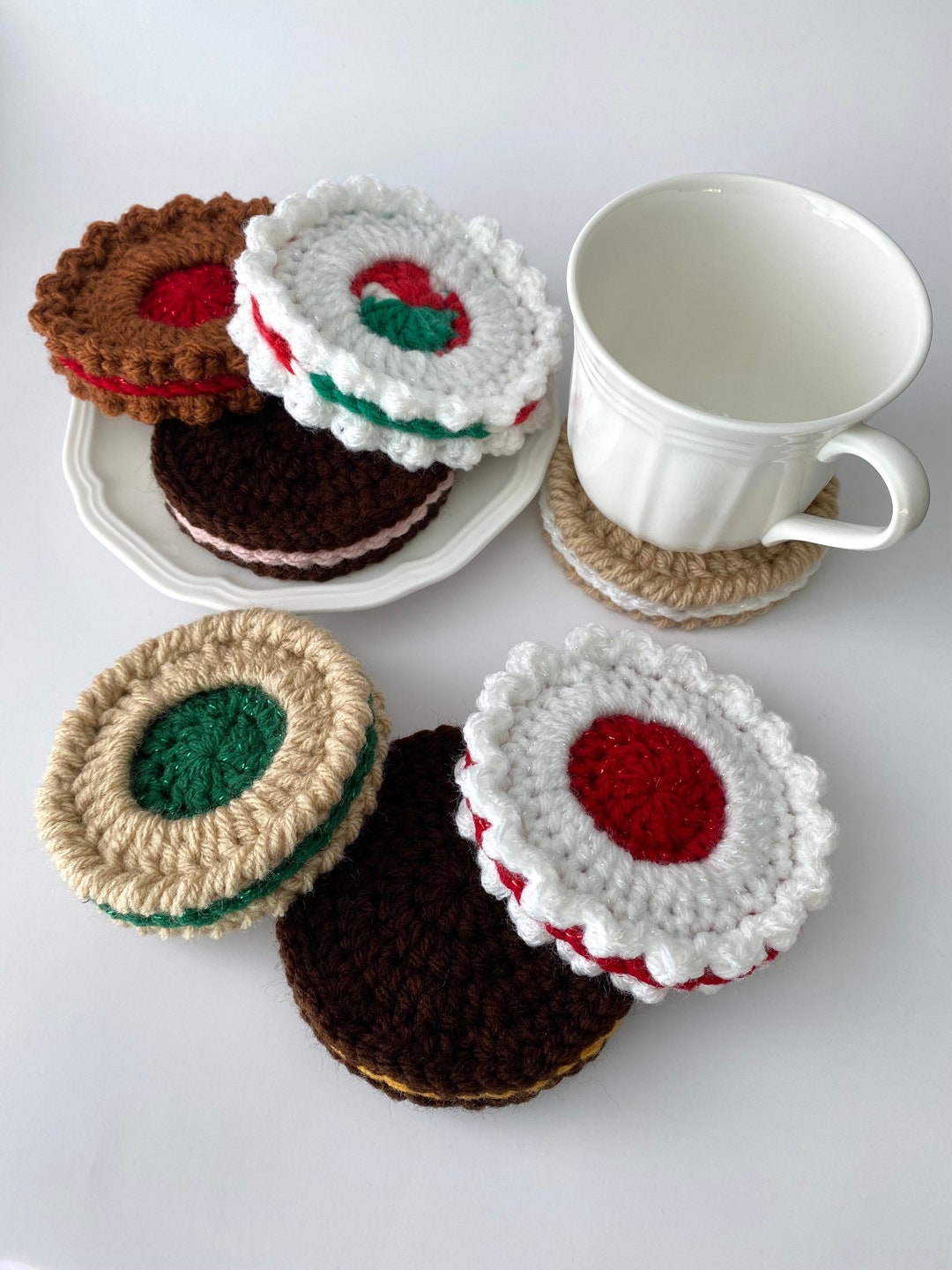 CHRISTMAS COOKIE COASTERS Cute Crochet Handmade Housewarming and ...