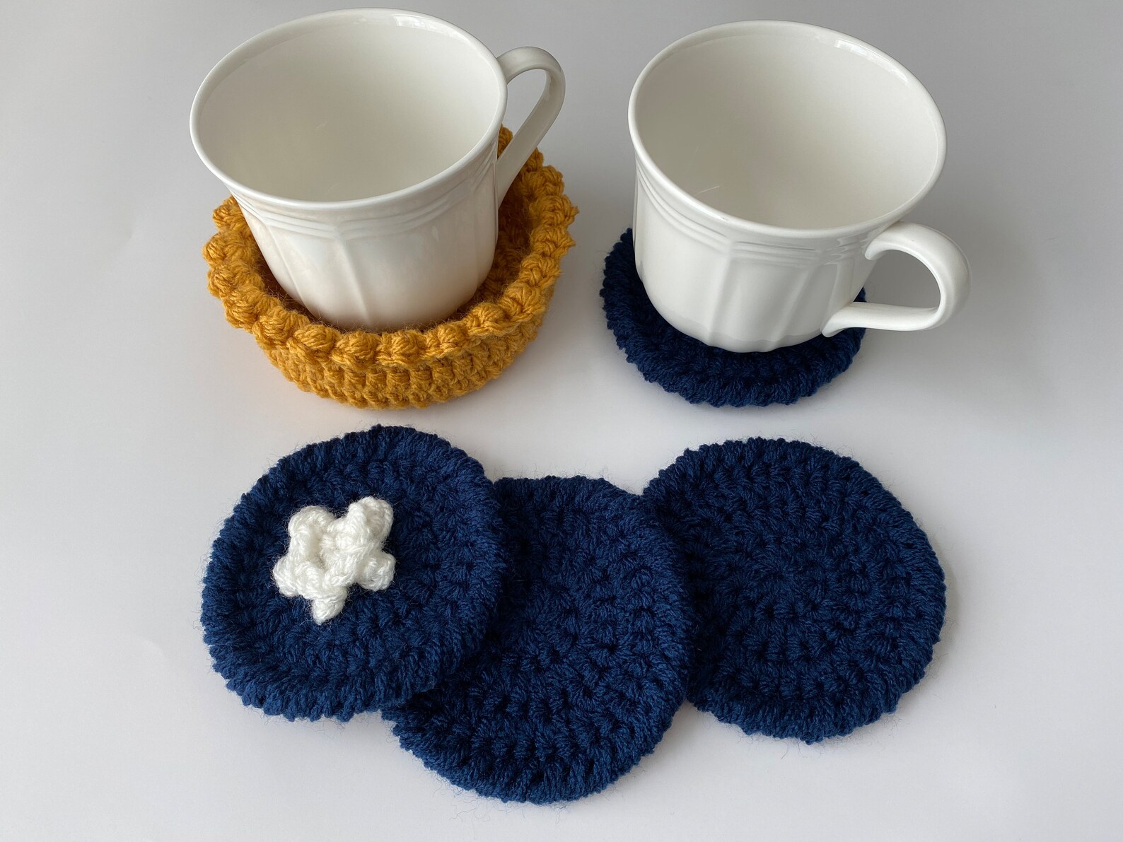 BLUEBERRY PIE Crochet Coaster Set of 5, Cute Handmade Housewarming ...