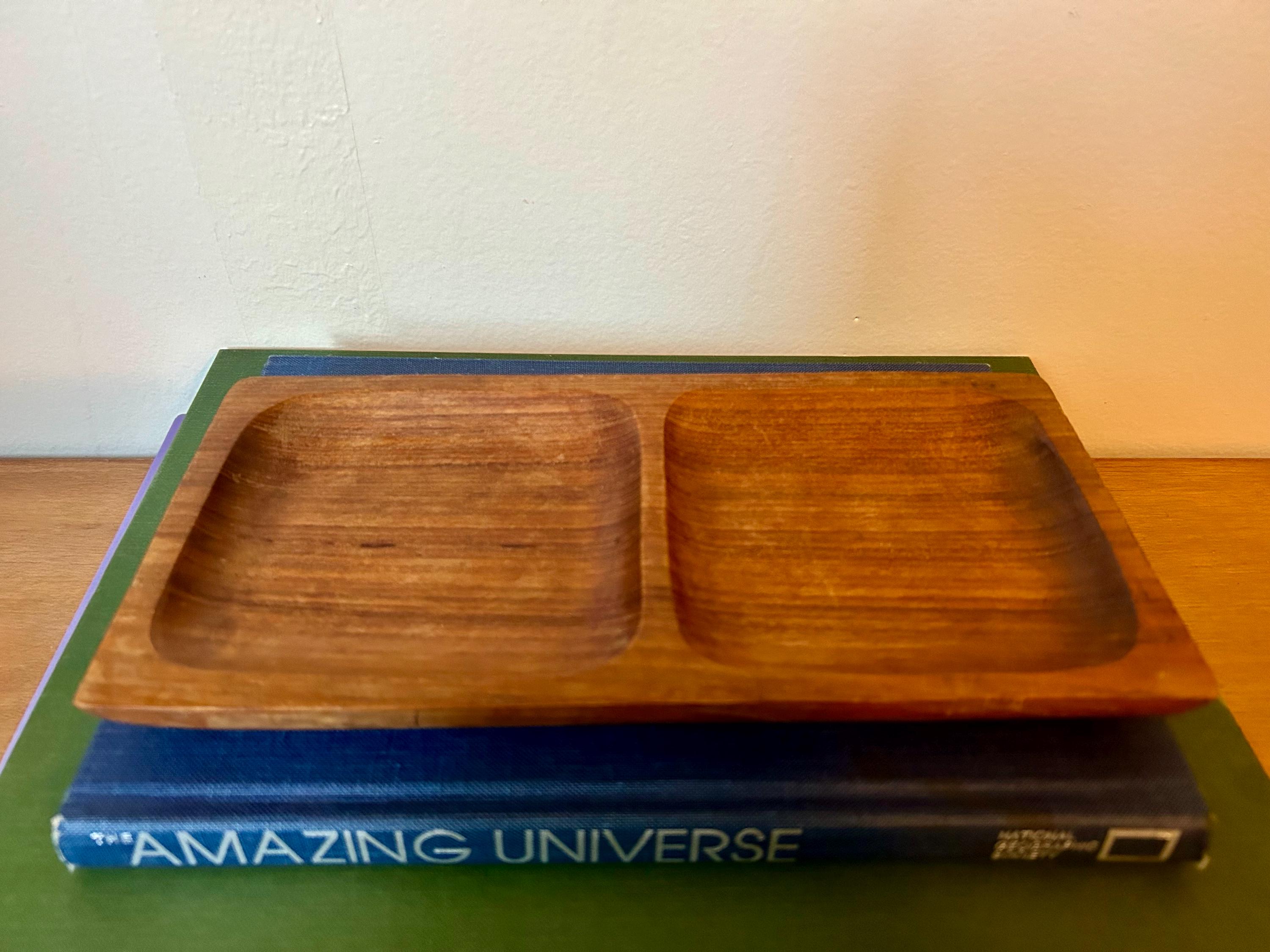 Teak Wood Serving Tray 2 Compartment Vanity Tray Vintage MCM 10x 5 - Etsy