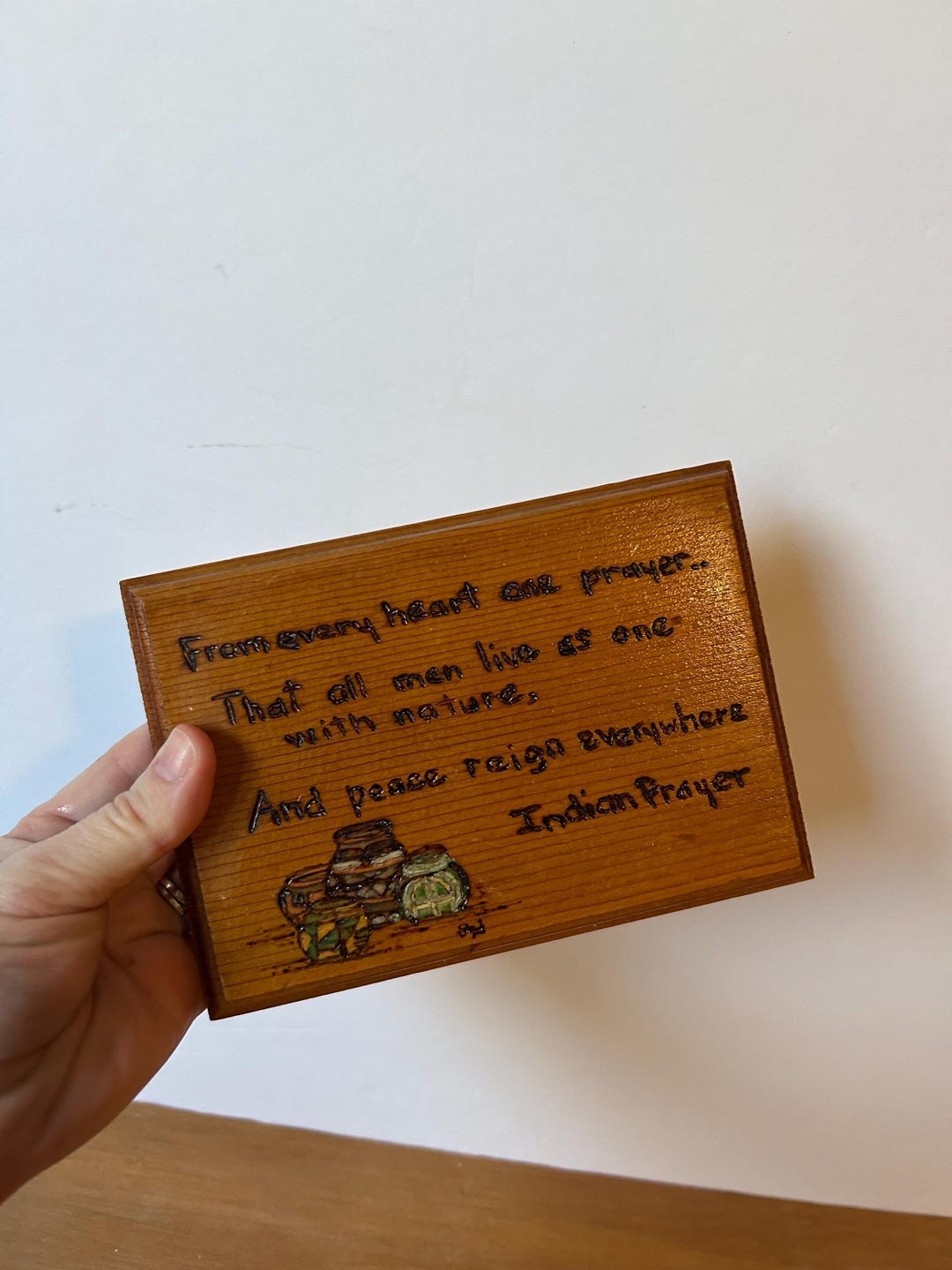 Vintage Wood Burned Plaque With Indian Prayer Unity Native American ...