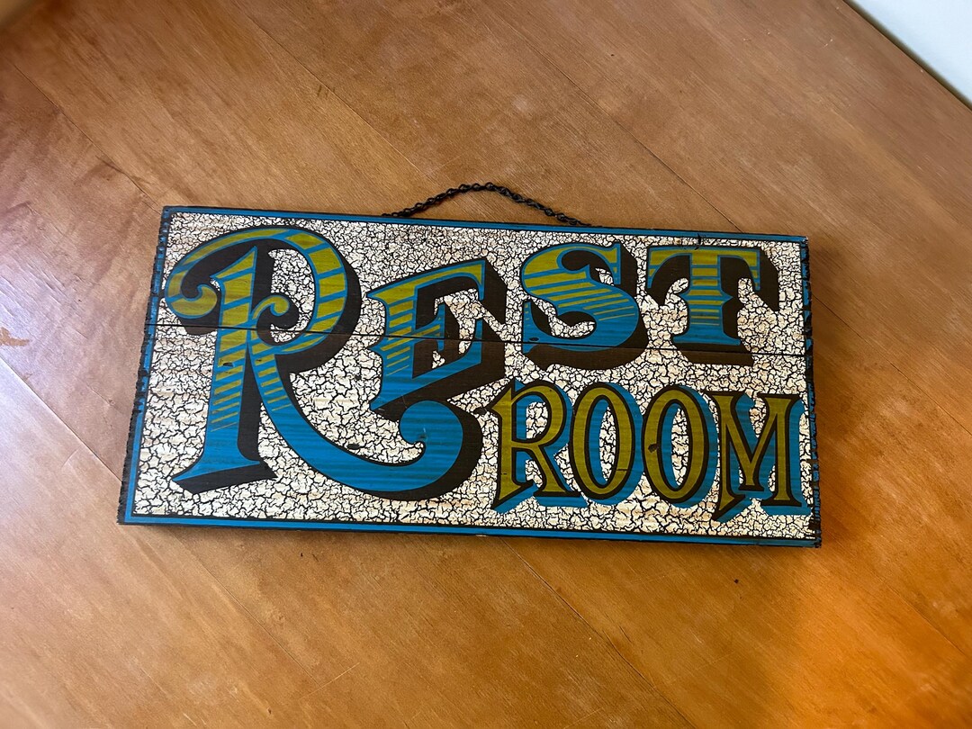 Vintage George Nathan Painted Wood Wall Sign Plaque Restroom Green ...