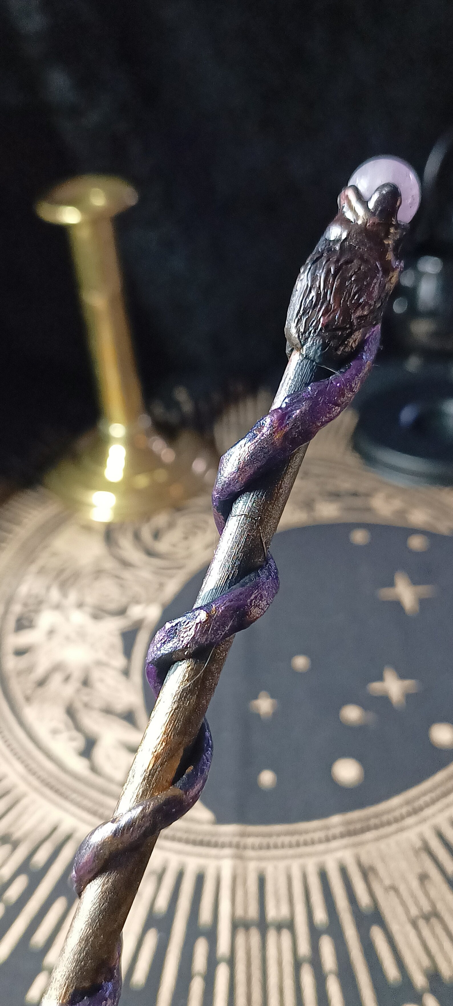 Amethyst Serpent Crystal Wand, Gothic Fantasy, Mystic Sphere Ball ...