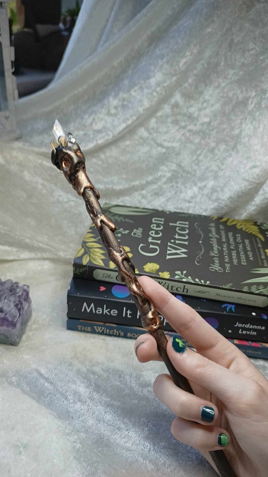 Wizard Crystal Wand Aura Quartz & Citrine, Gothic Handmade Wand ...