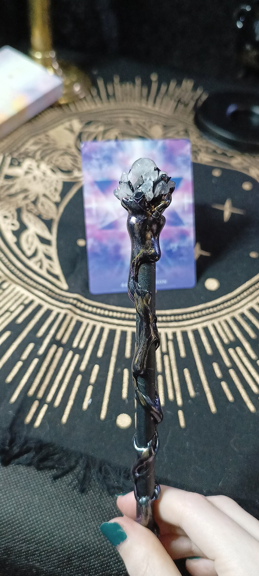 Fantasy Crystal Ball Wand With Rose Quartz, Gothic Handmade Wand ...