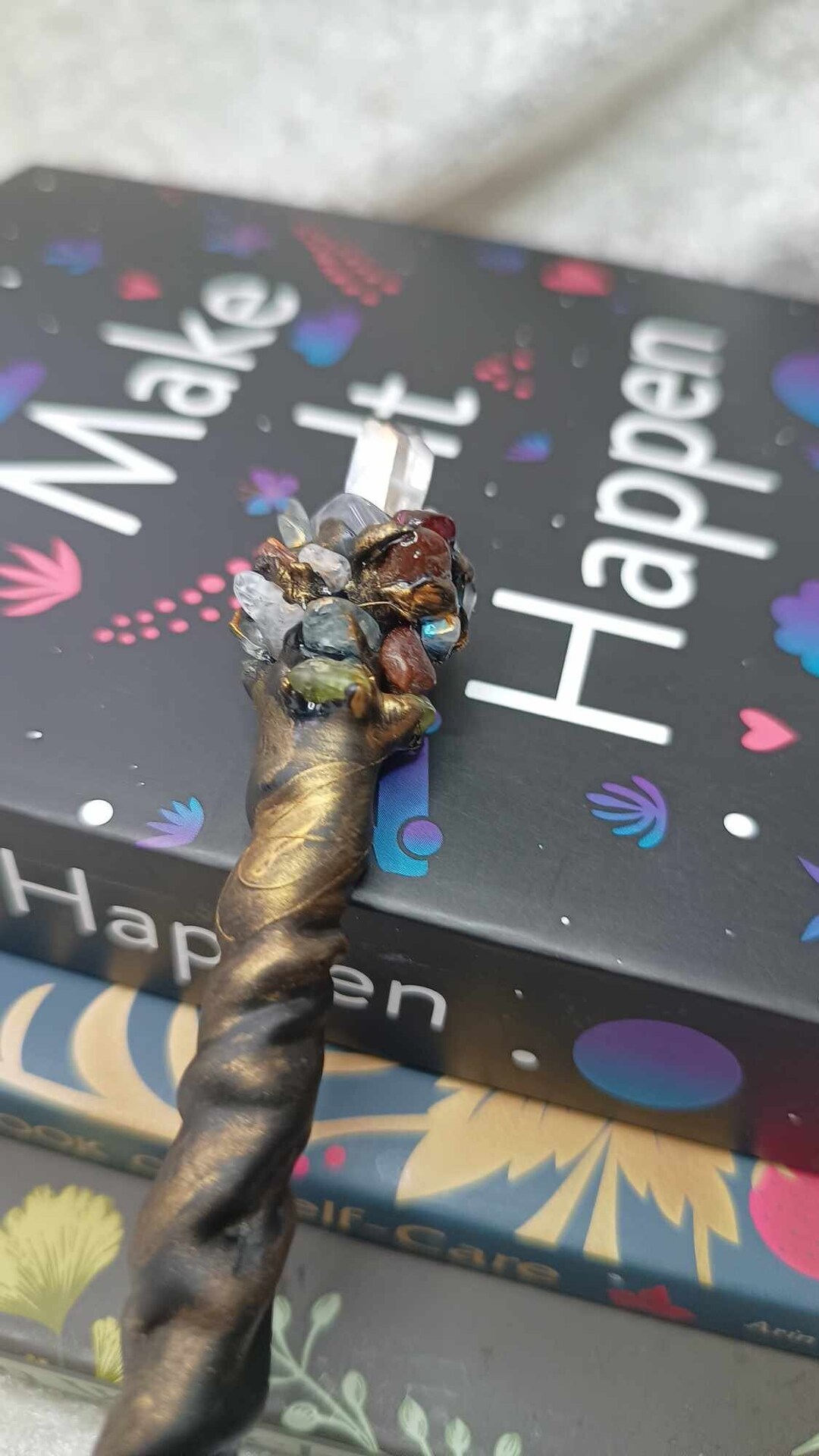 Fantasy Crystal Wand Aura Quartz, Moonstone, Peridot, Garnet, Ruby ...