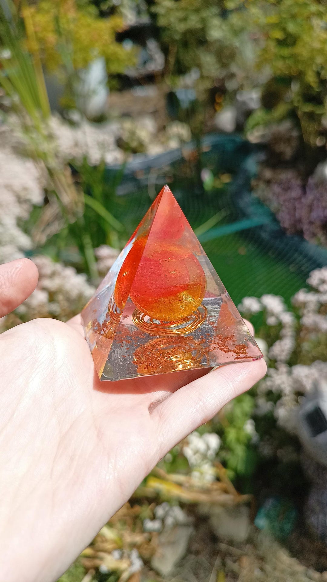 Orange Orb Orgone Pyramid, Crystal Reiki Altar, Handcrafted Art - Etsy