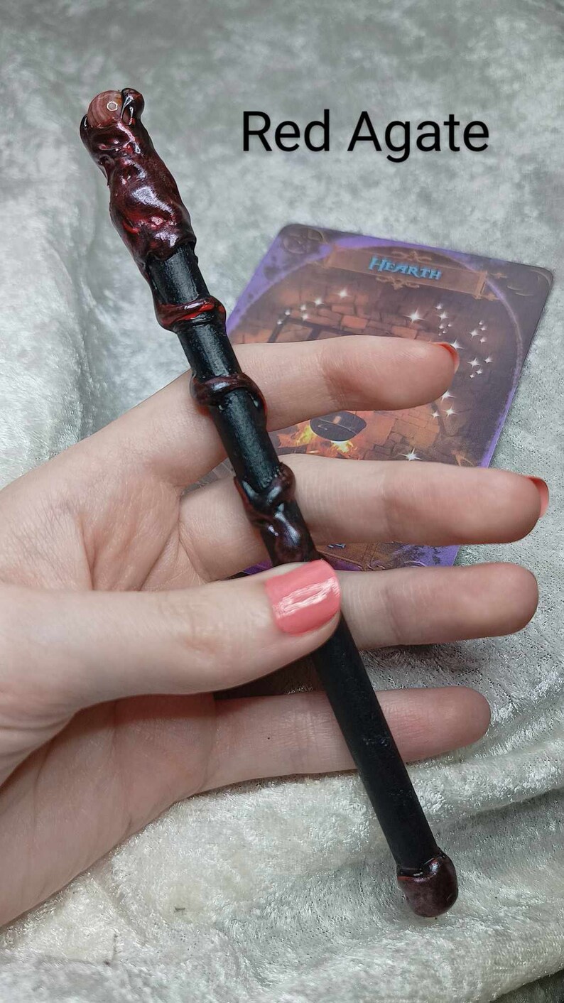 Mini Crystal Ball Wand, Quartz Orb, Gothic Handmade Wand, Mystical ...