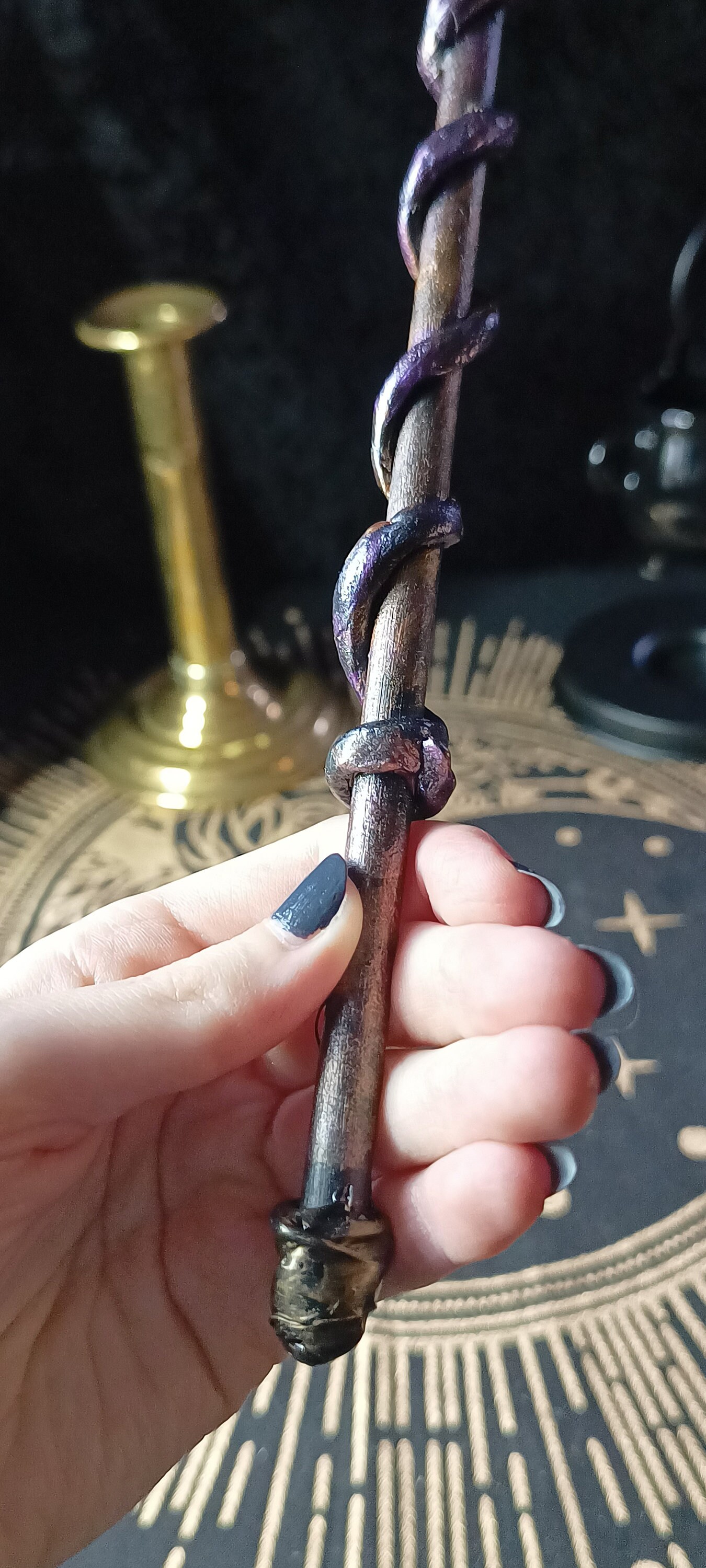 Amethyst Serpent Crystal Wand, Gothic Fantasy, Mystic Sphere Ball ...