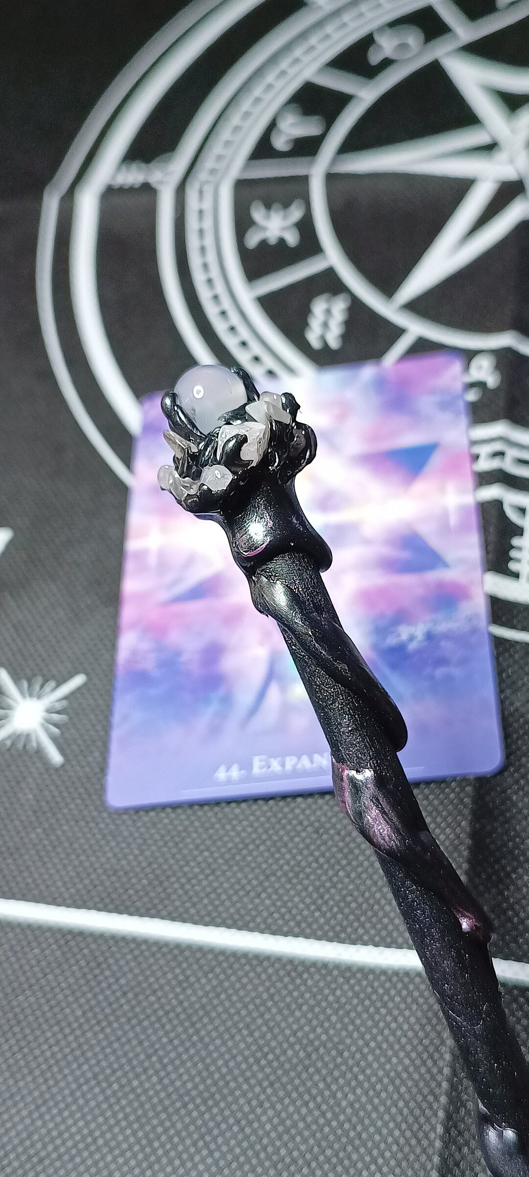 Faerie Crystal Ball Wand With Rose Quartz, Gothic Handmade Wand ...