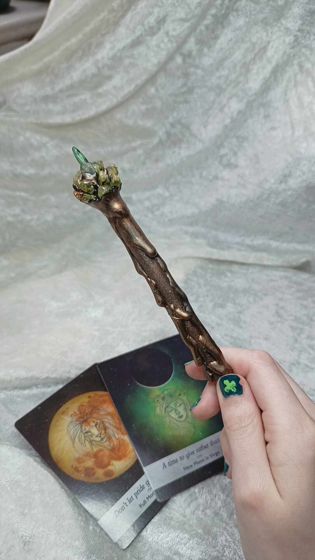 Crystal Altar Wand Peridot & Ruby Zoisite, Gothic Handmade Wand ...