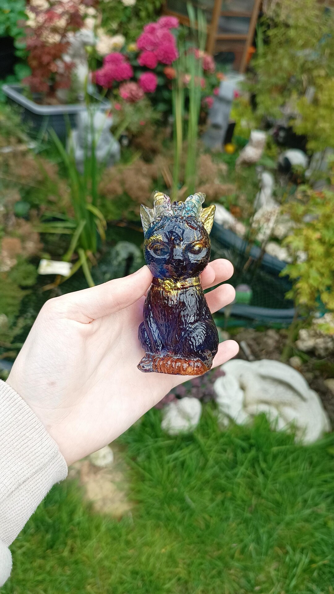 Handcrafted Horned Resin Demon Cat Figurine, Gothic Wiccan Decor - Etsy