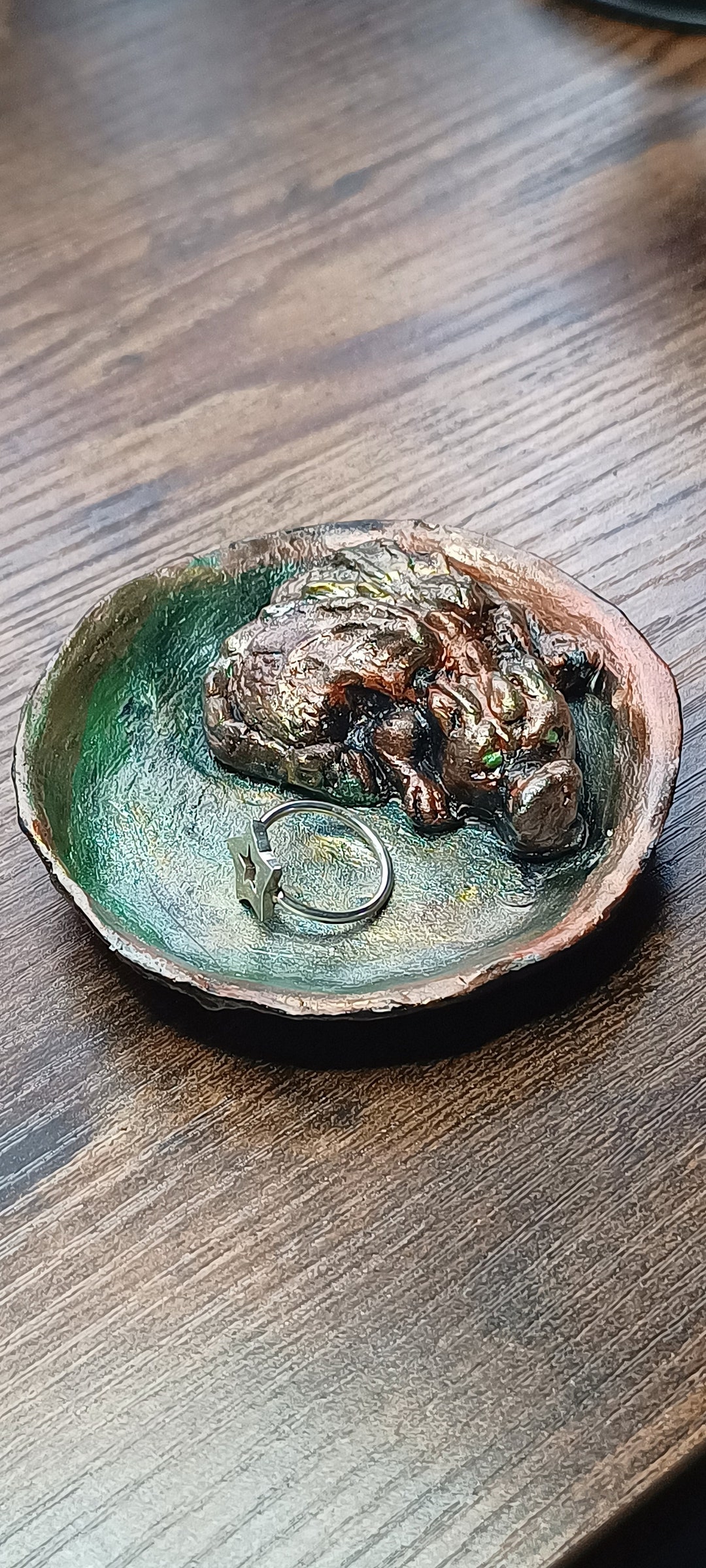 Dragon Trinket Dish, Bronze & Green Ring Tray, Jewelry Bowl, Dragon ...