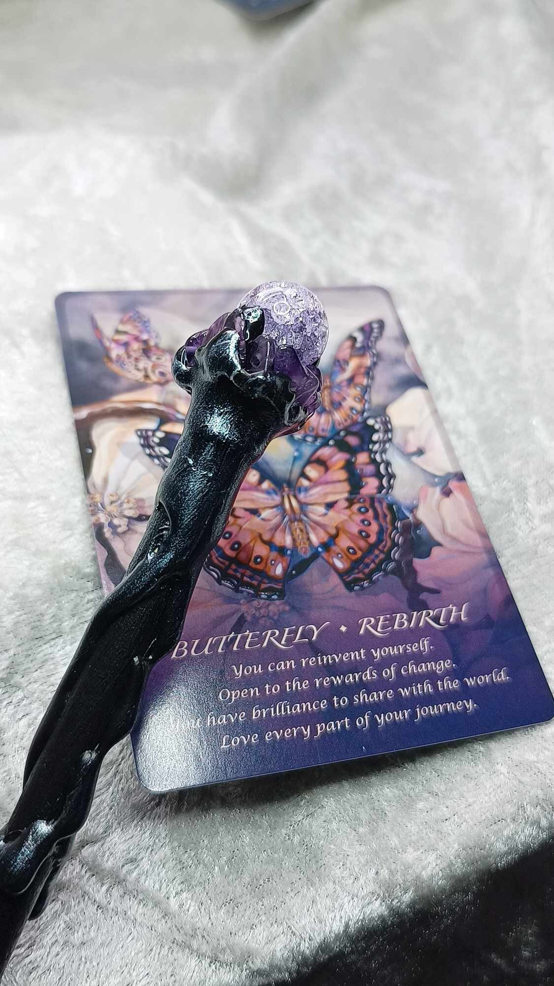 Amethyst Crystal Ball Wand, Quartz Orb, Gothic Handmade Wand, Mystical ...