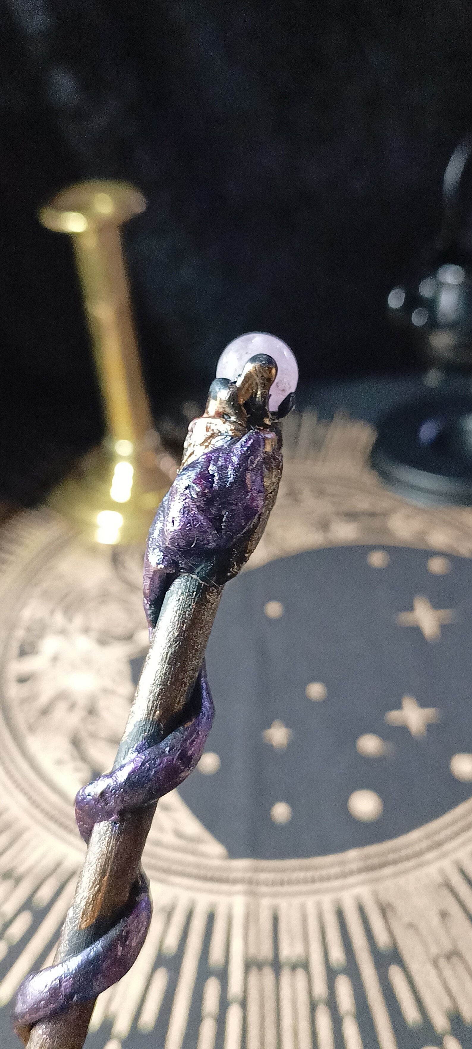 Amethyst Serpent Crystal Wand, Gothic Fantasy, Mystic Sphere Ball ...