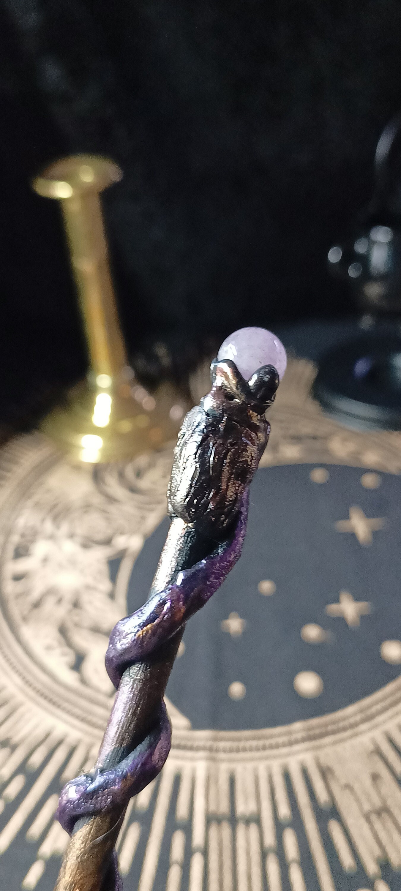 Amethyst Serpent Crystal Wand, Gothic Fantasy, Mystic Sphere Ball ...