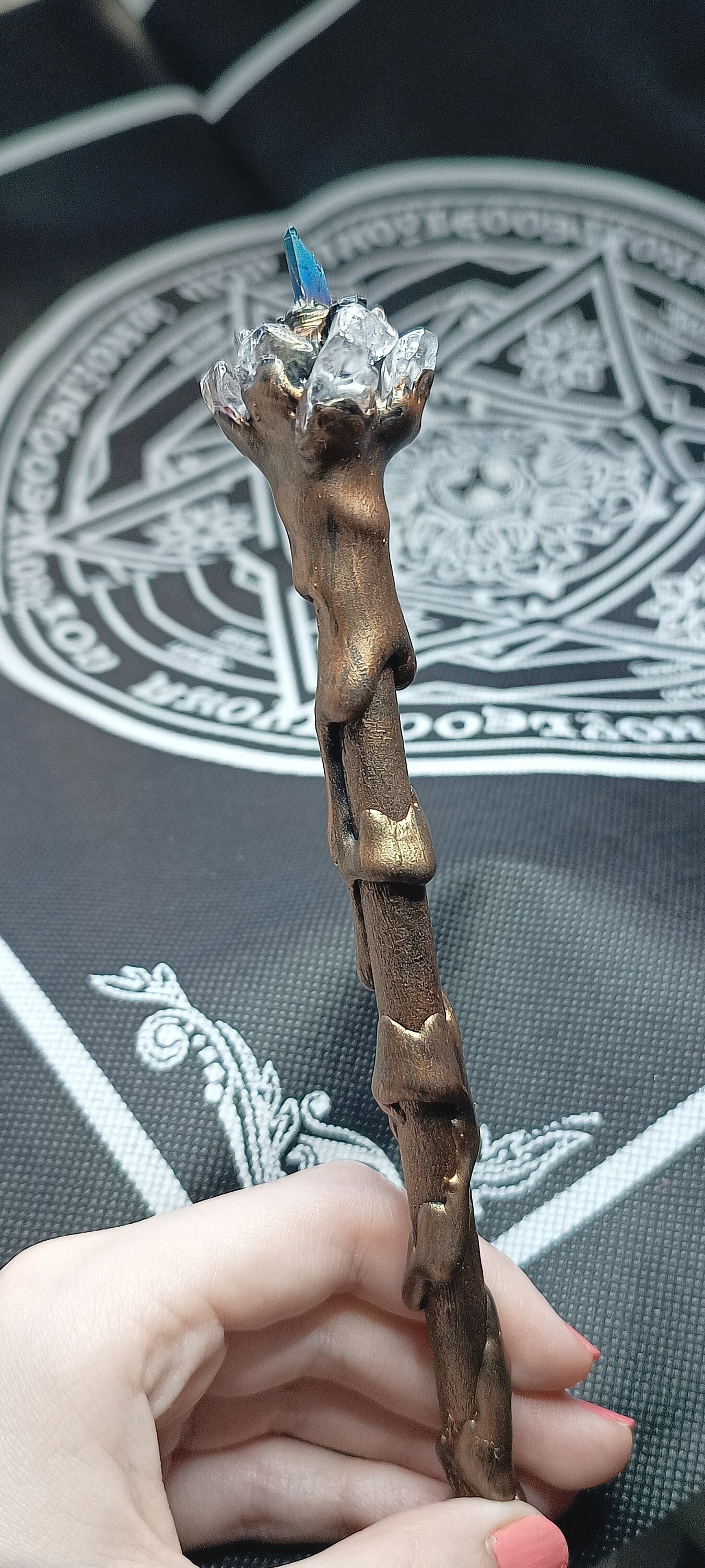 Ice Queen Crystal Wand Titanium Aura Quartz & Rock Quartz, Gothic ...