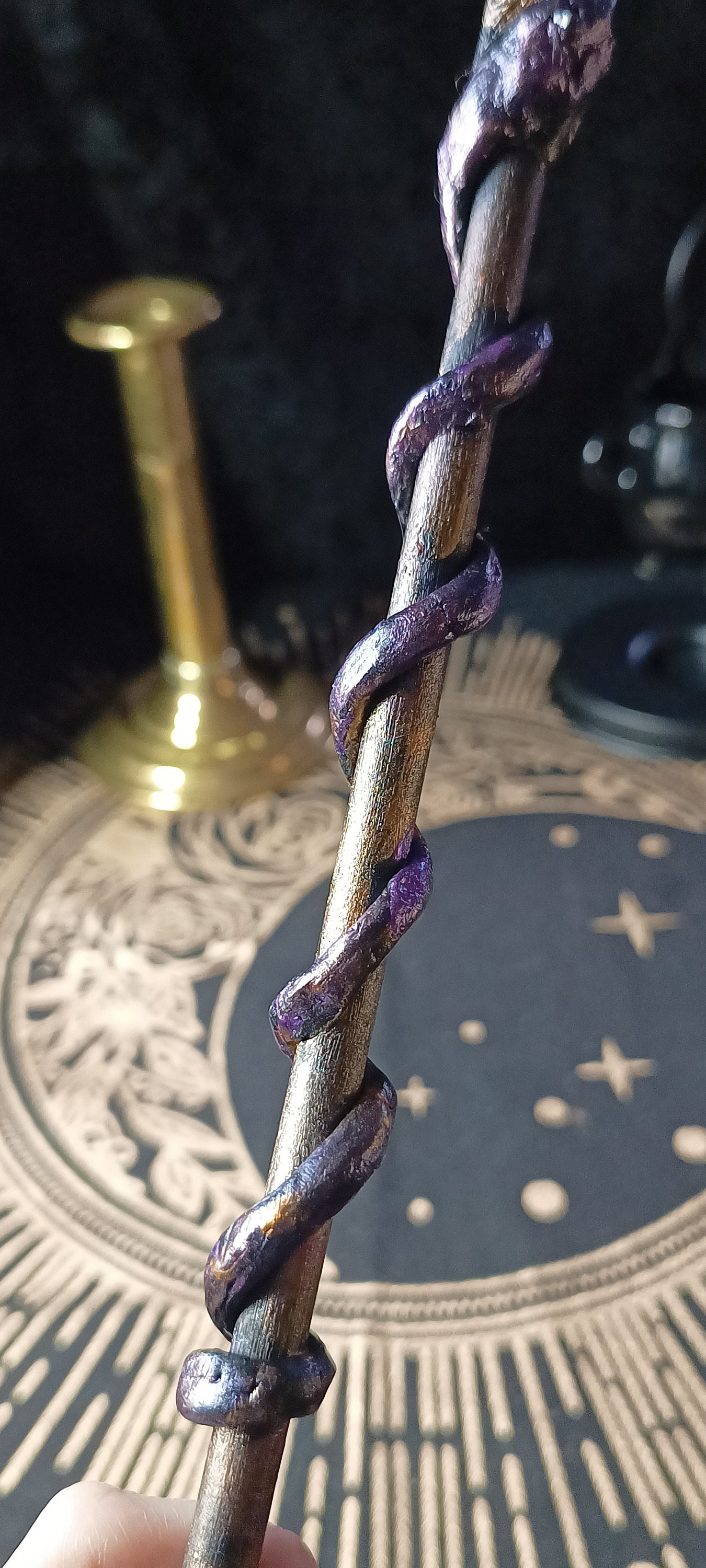 Amethyst Serpent Crystal Wand, Gothic Fantasy, Mystic Sphere Ball ...