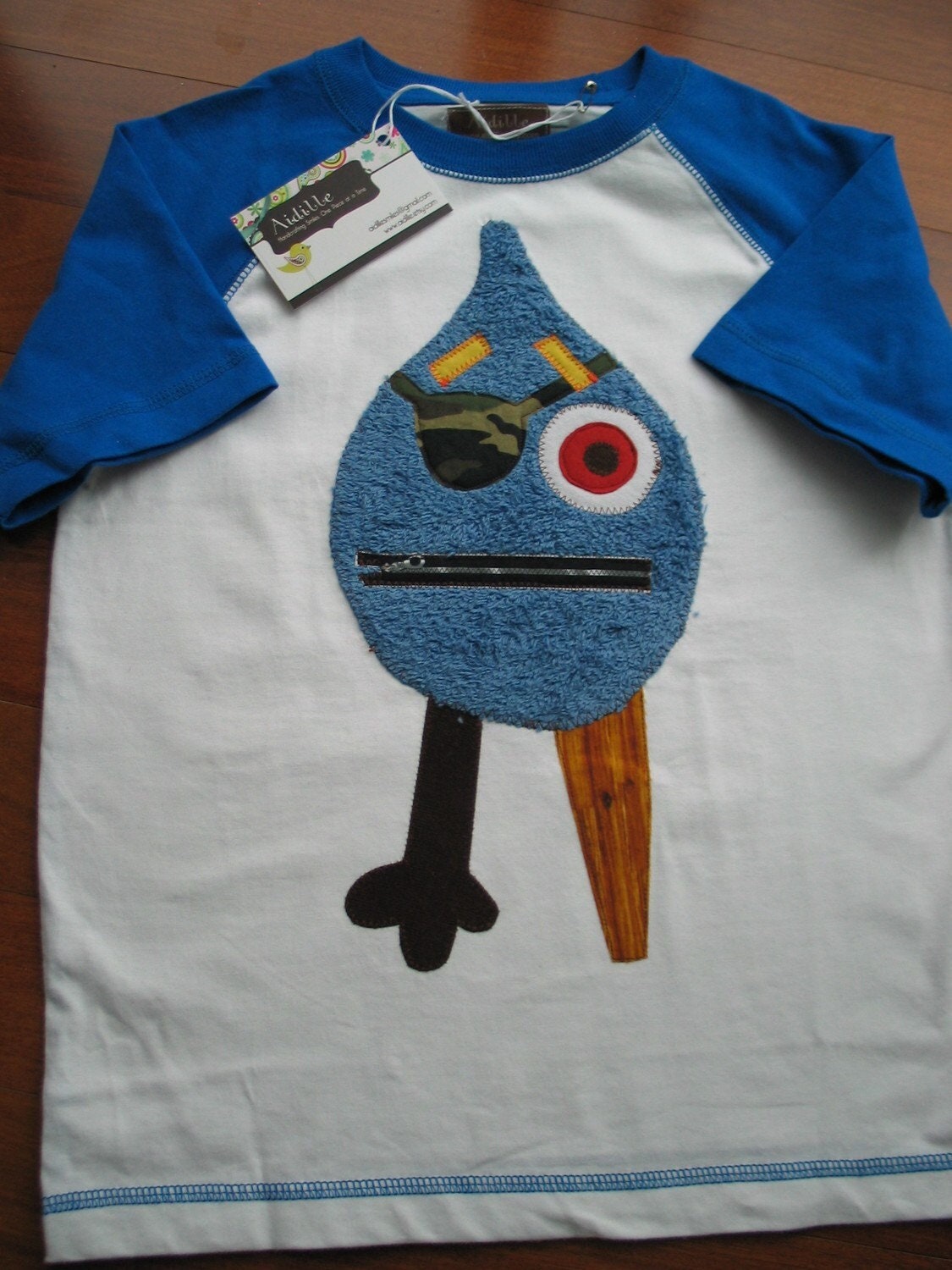 Size 6 7, Ricky the Raindrop Pirate Applique Shirt, Boys Blue and White ...