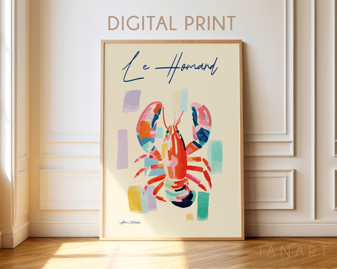 Le Homard Print Lobster Print Modern Kitchen Print Vintage Seafood ...