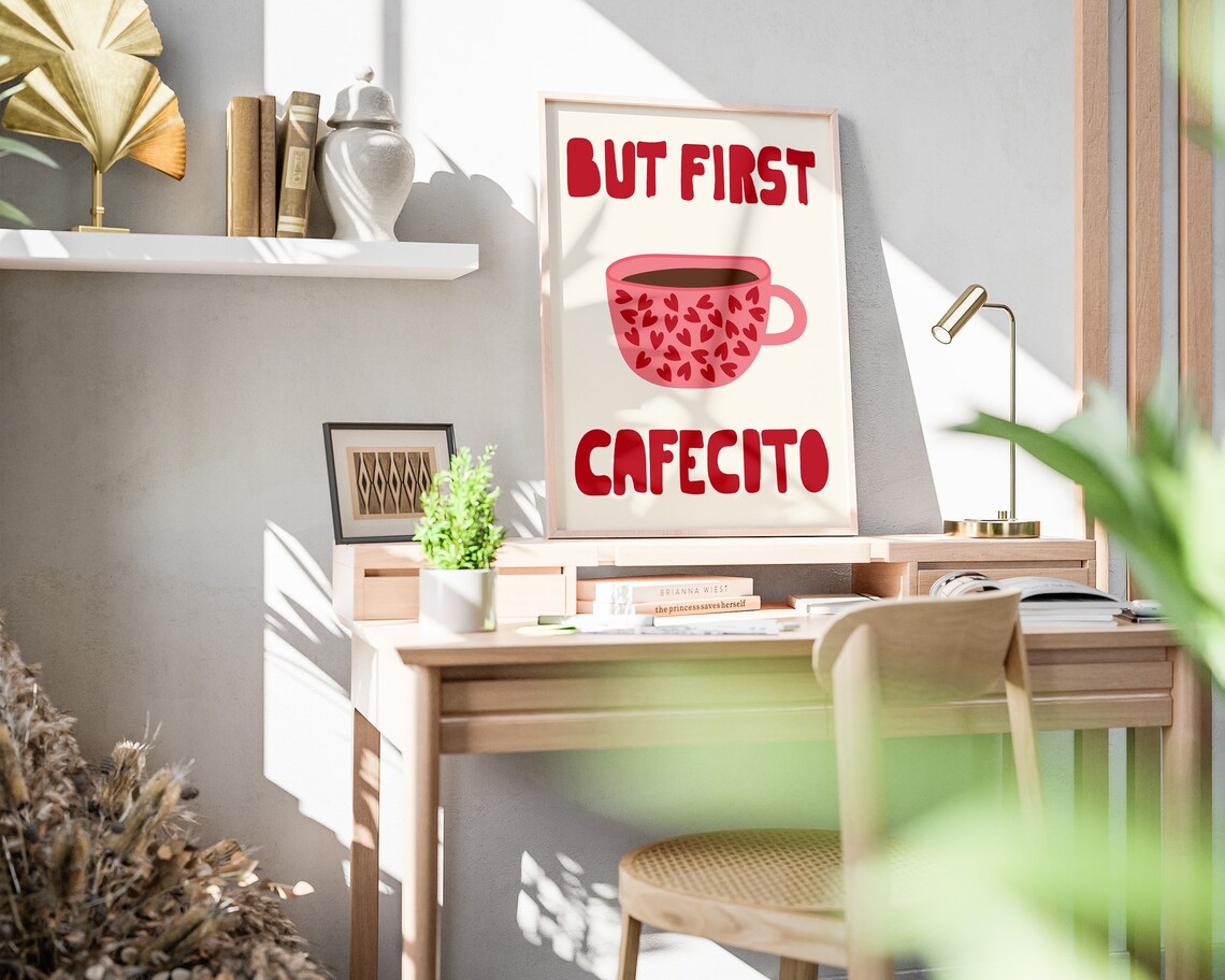But First Cafecito Pink Aesthetic Print Minimalist Spanish - Etsy