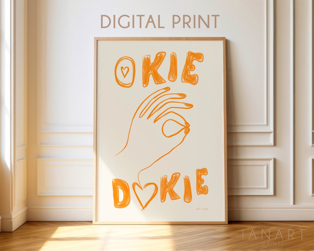 Okie Dokie Print Heart Orange Aesthetic Art Trendy - Etsy