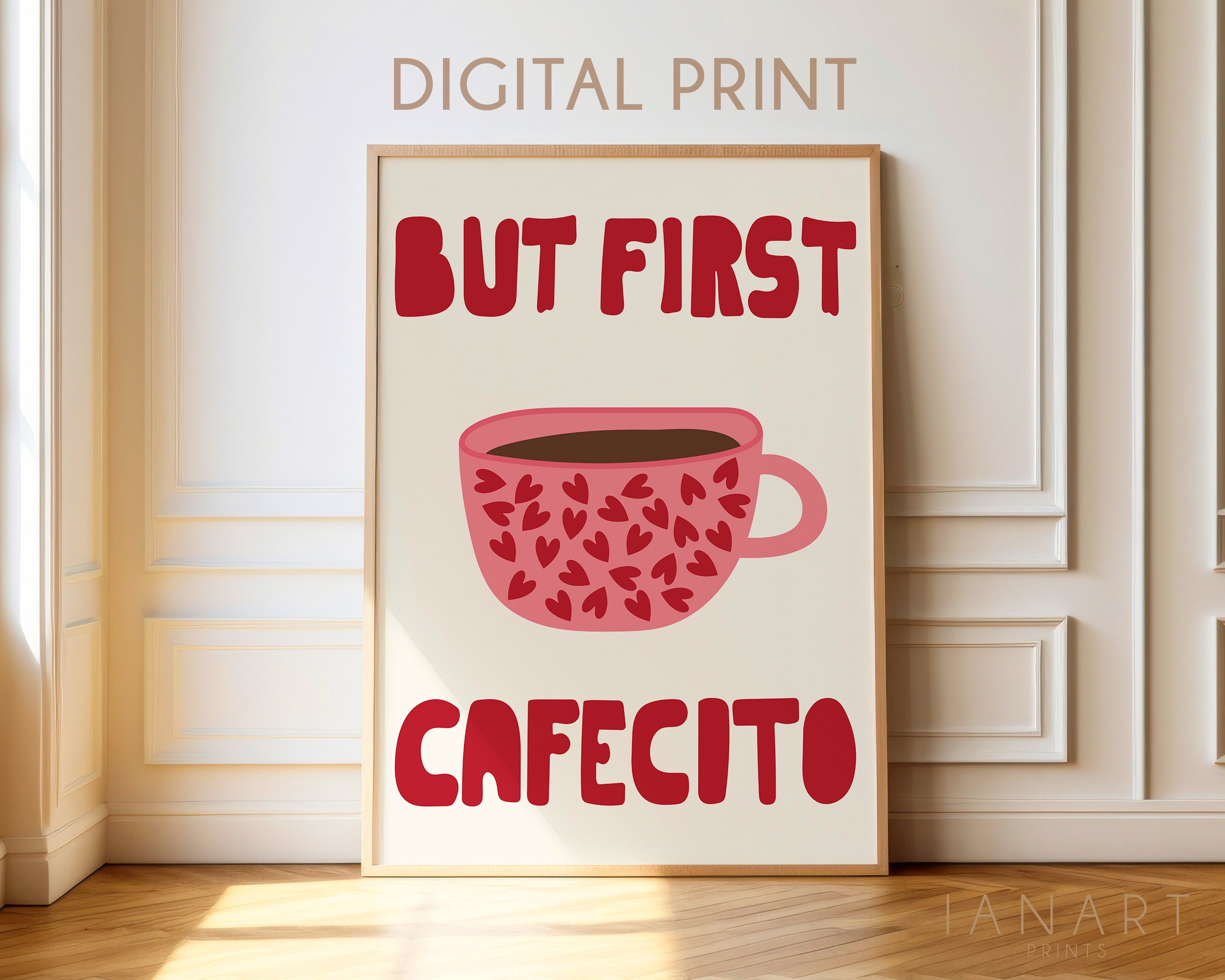But First Cafecito Pink Aesthetic Print Minimalist Spanish - Etsy