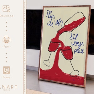 Plus De Vin Print More Wine Please Poster Retro Wine Print Vintage Wine ...