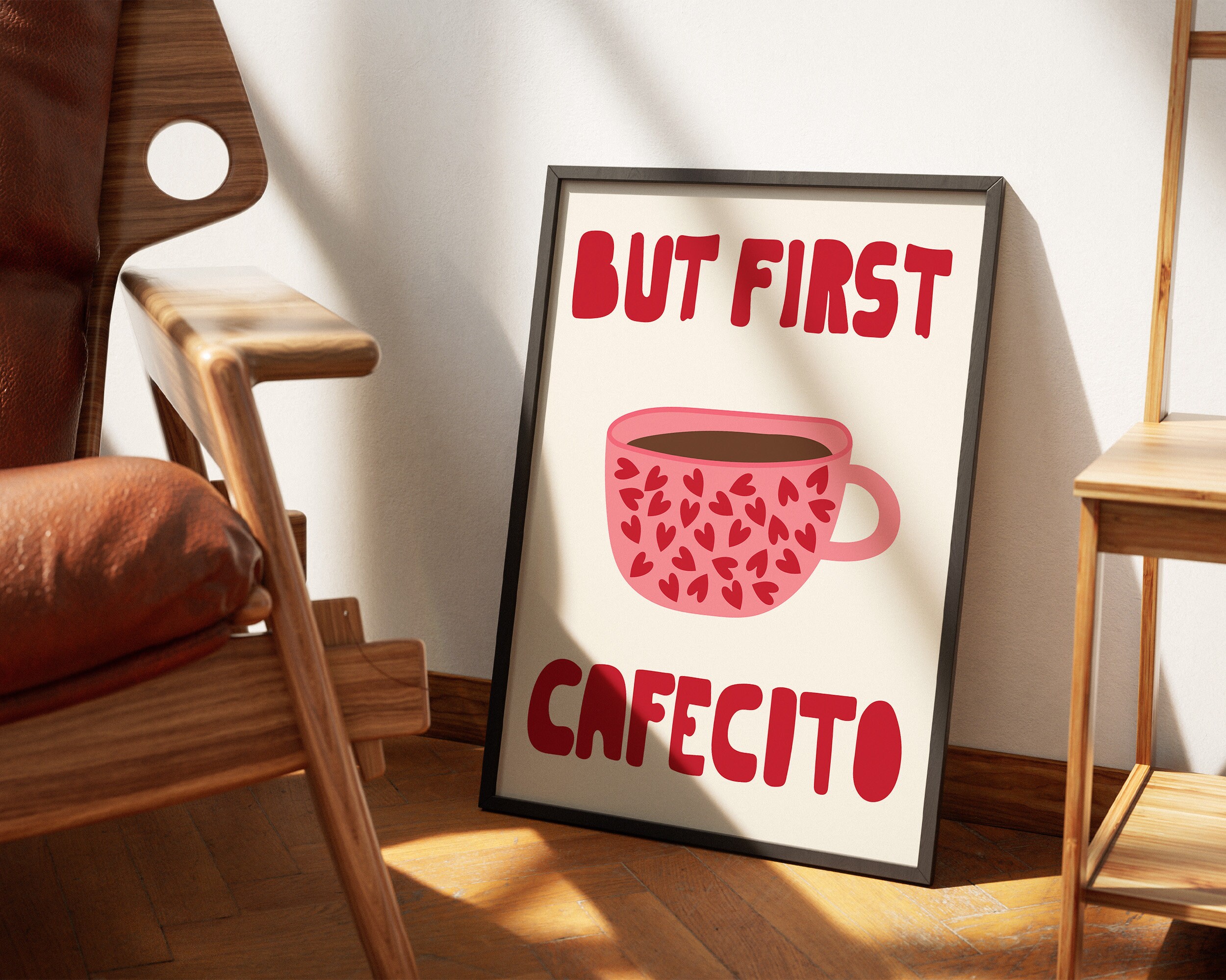 But First Cafecito Pink Aesthetic Print Minimalist Spanish - Etsy