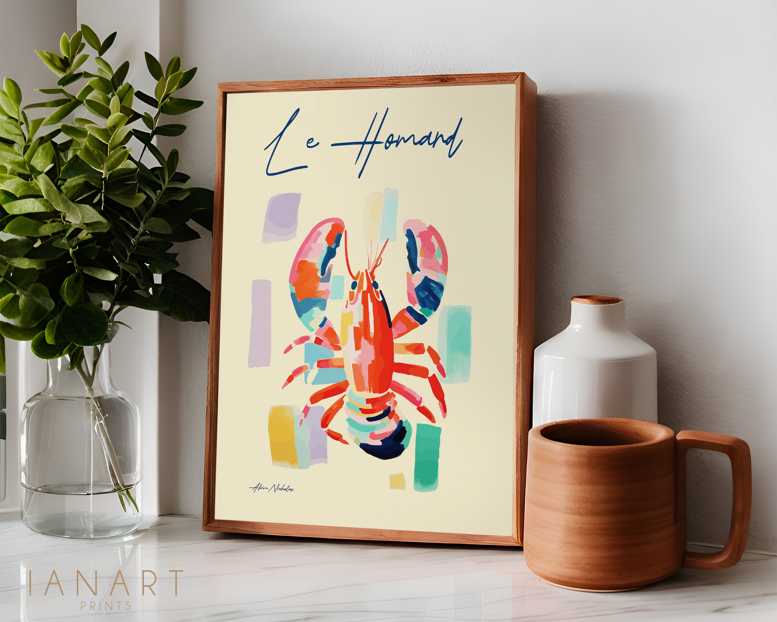 Le Homard Print Lobster Print Modern Kitchen Print Vintage Seafood ...