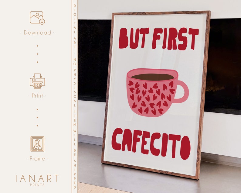 But First Cafecito Pink Aesthetic Print Minimalist Spanish - Etsy