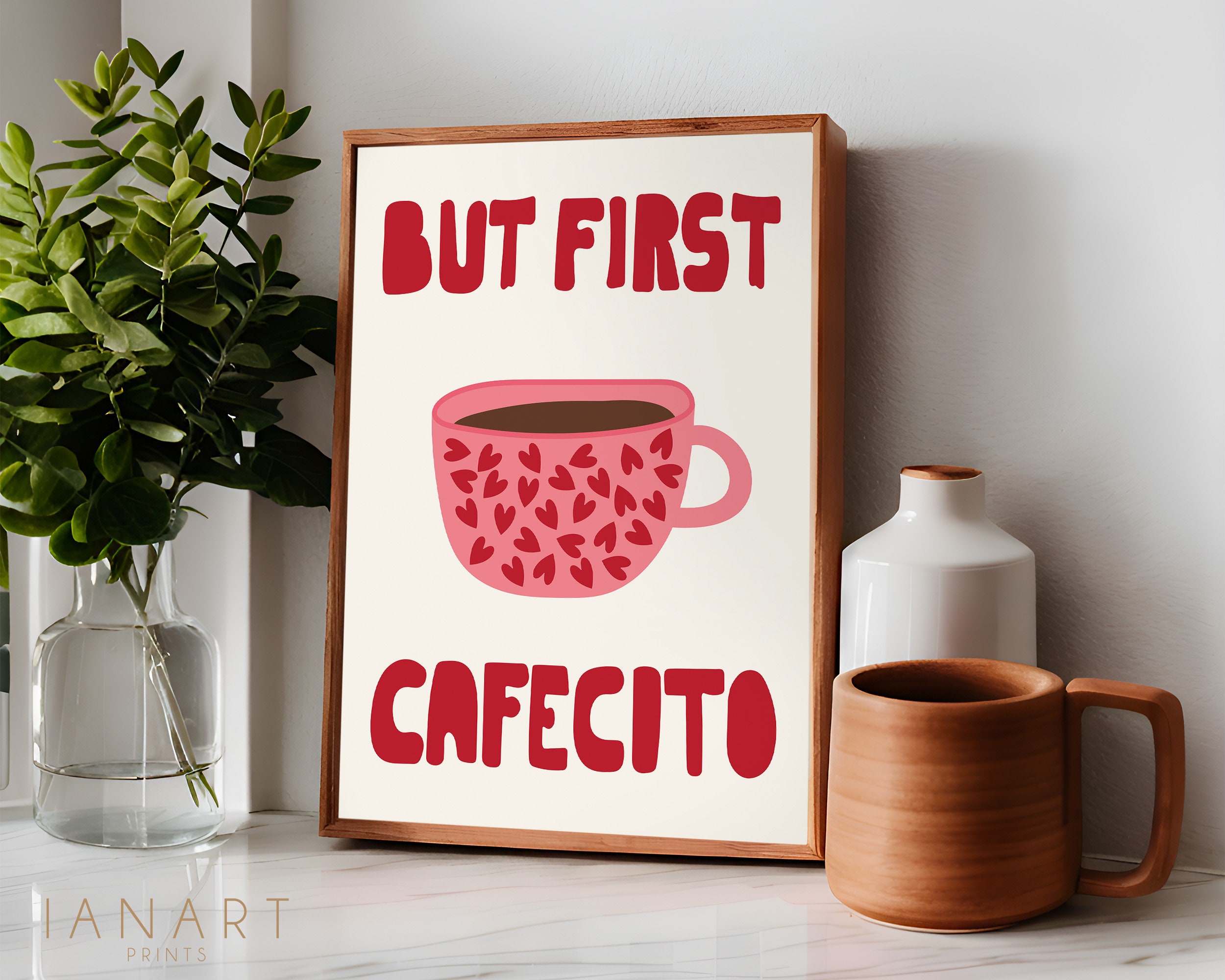 But First Cafecito Pink Aesthetic Print Minimalist Spanish - Etsy