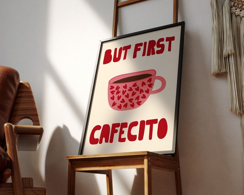 But First Cafecito Pink Aesthetic Print Minimalist Spanish - Etsy