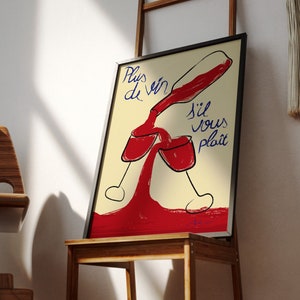 Plus De Vin Print More Wine Please Poster Retro Wine Print Vintage Wine ...