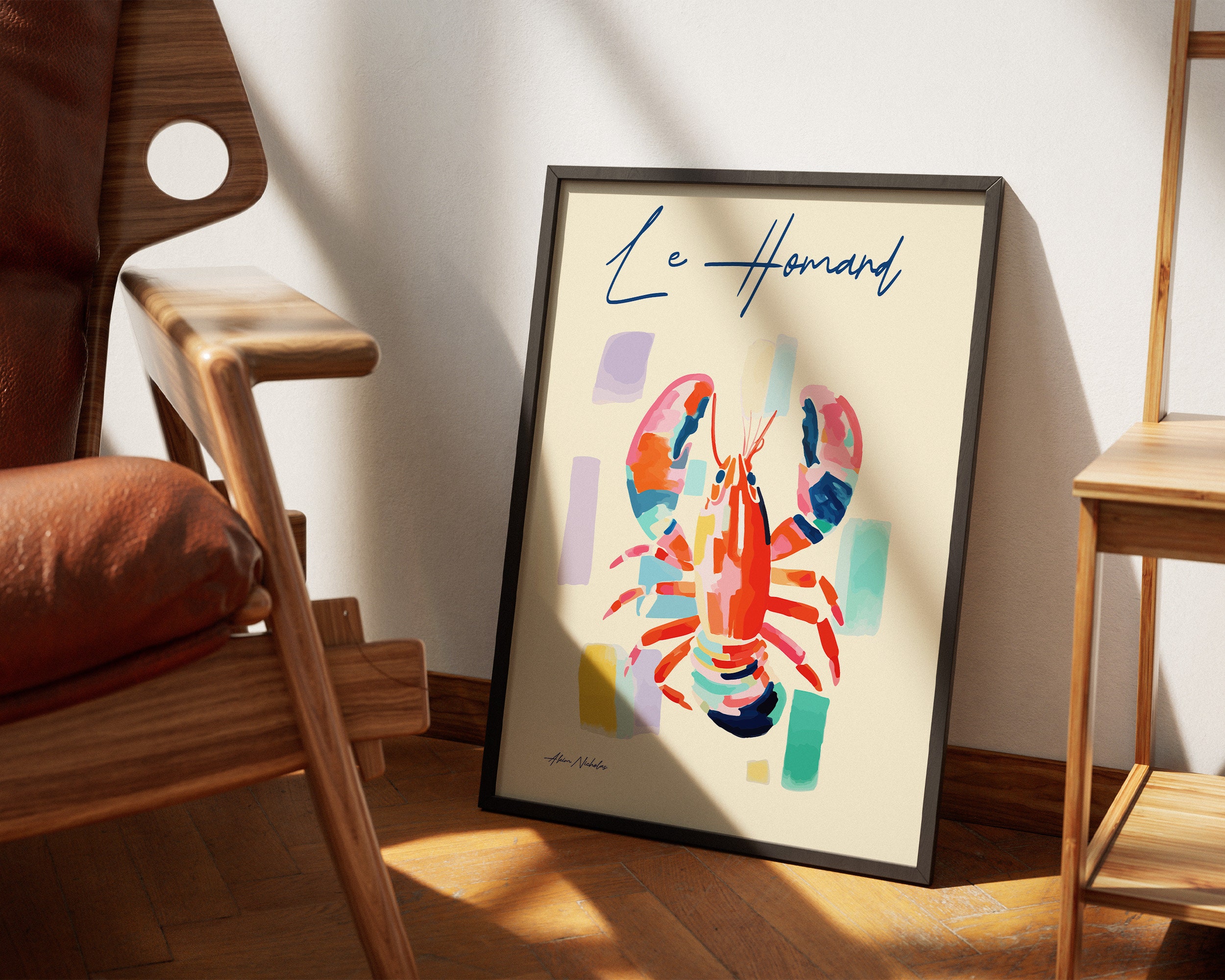 Le Homard Print Lobster Print Modern Kitchen Print Vintage Seafood ...