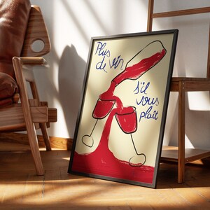 Plus De Vin Print More Wine Please Poster Retro Wine Print Vintage Wine ...