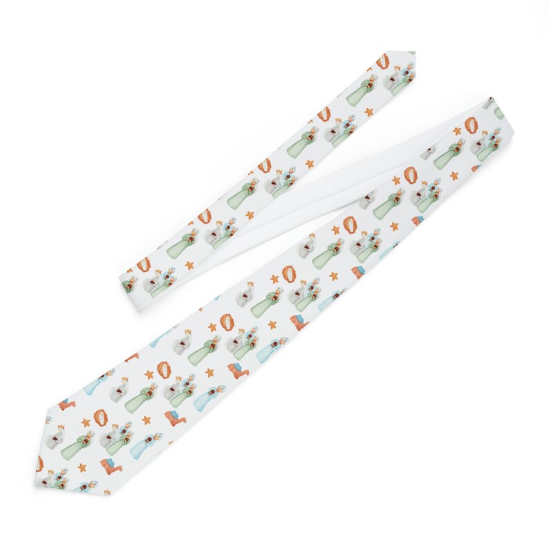 Men's White Nativity Pattern Christmas Tie Christmas Tie Christian Tie ...
