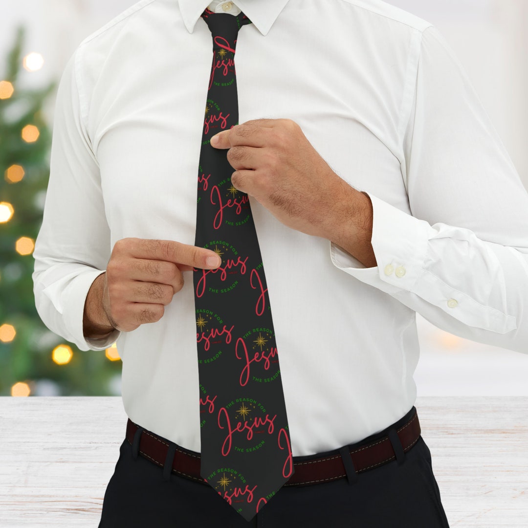 Men's Jesus is the Reason for the Season Christmas Black Tie Christian ...