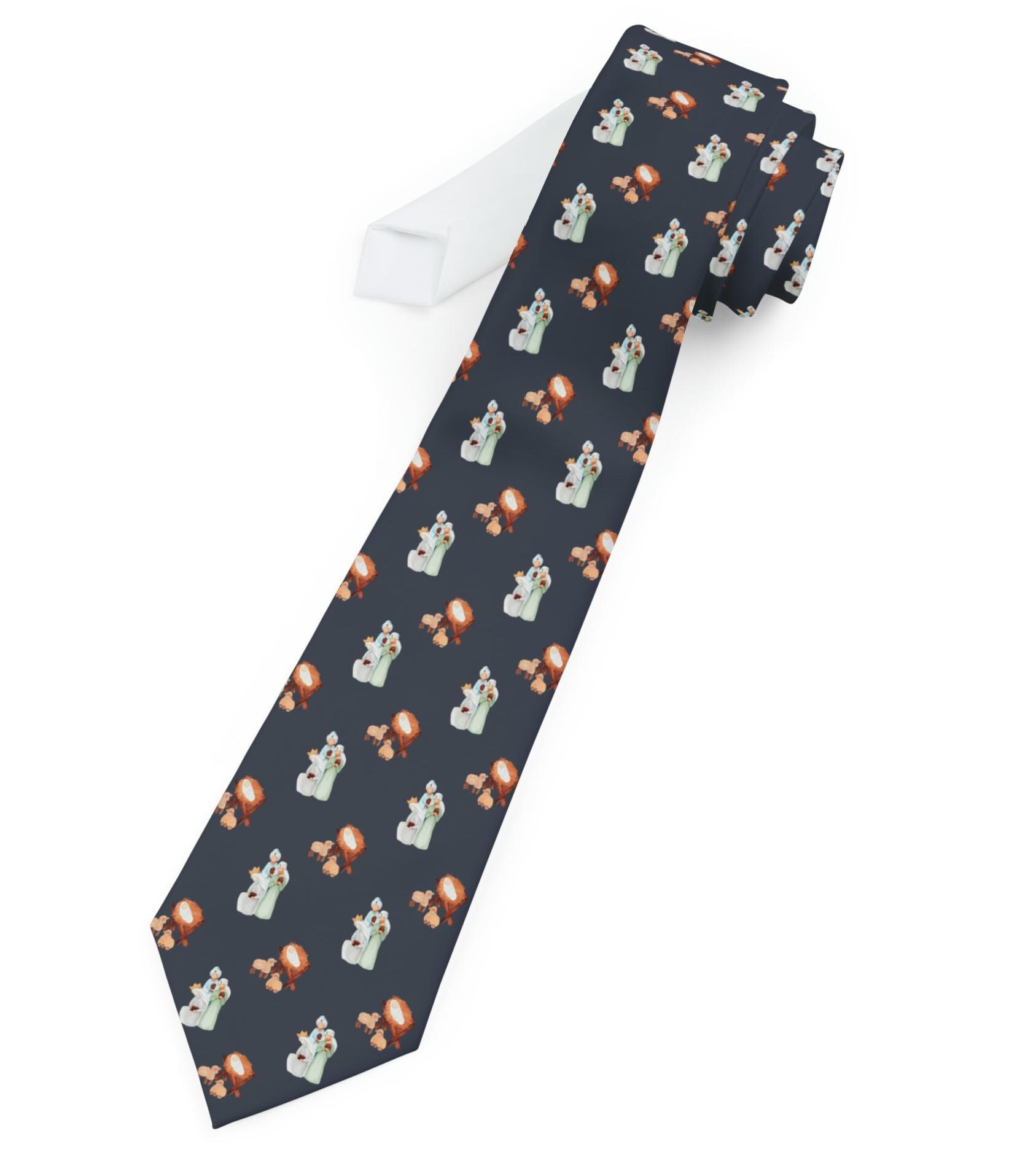 Black Nativity Pattern Men's Christmas Tie Christmas Tie Christian Tie ...