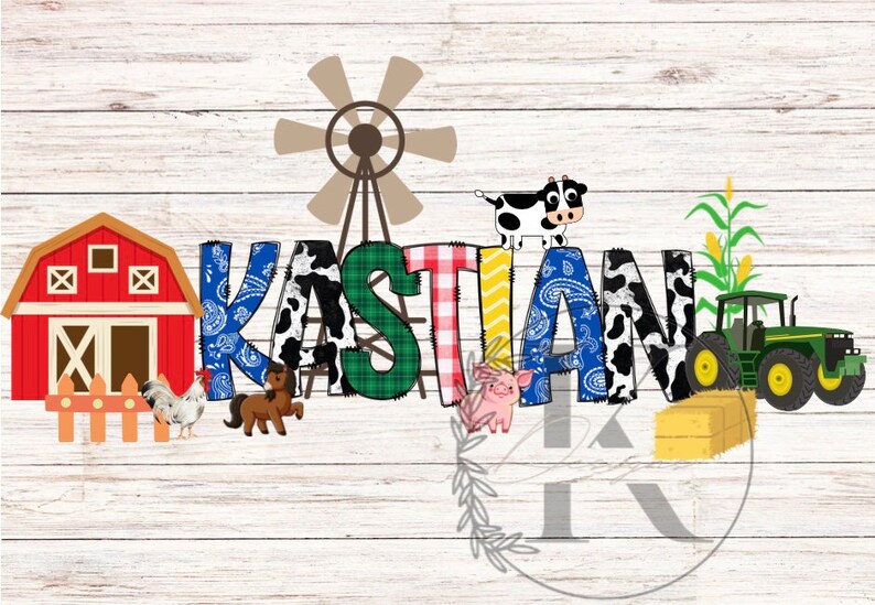 Single File Custom Farm Themed Name PNG Customized Font for Sublimation ...