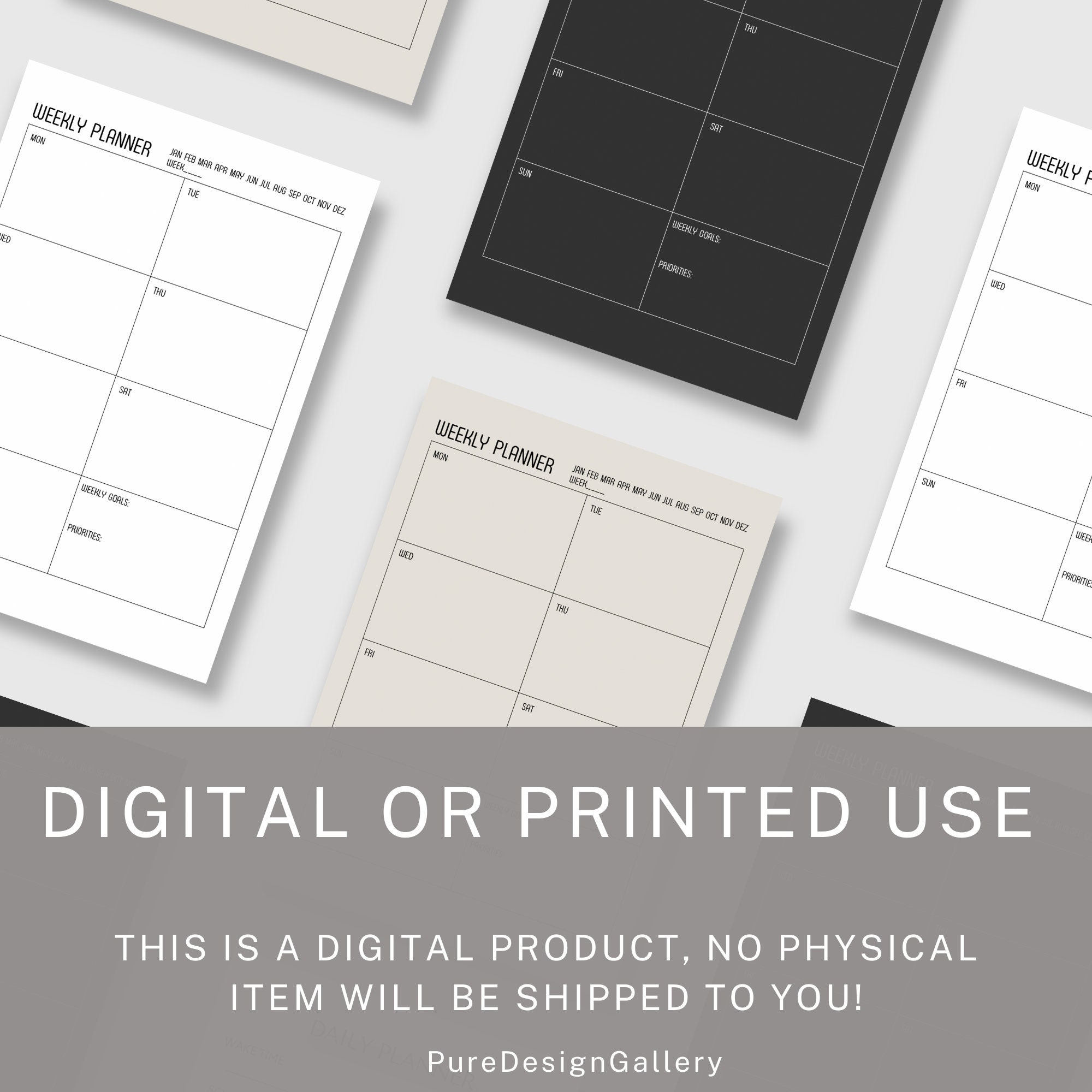 Undated Weekly Planner Digital Download, A5/ Letter/ Filofax Personal ...