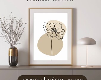 Yoga Beige Line Art Printable Poster, Living Room, Bedroom Decor ...